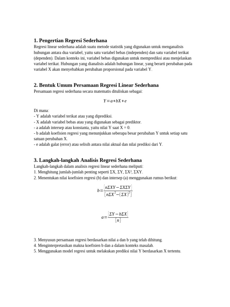 Analisis Regresi Linear Sederhana | PDF