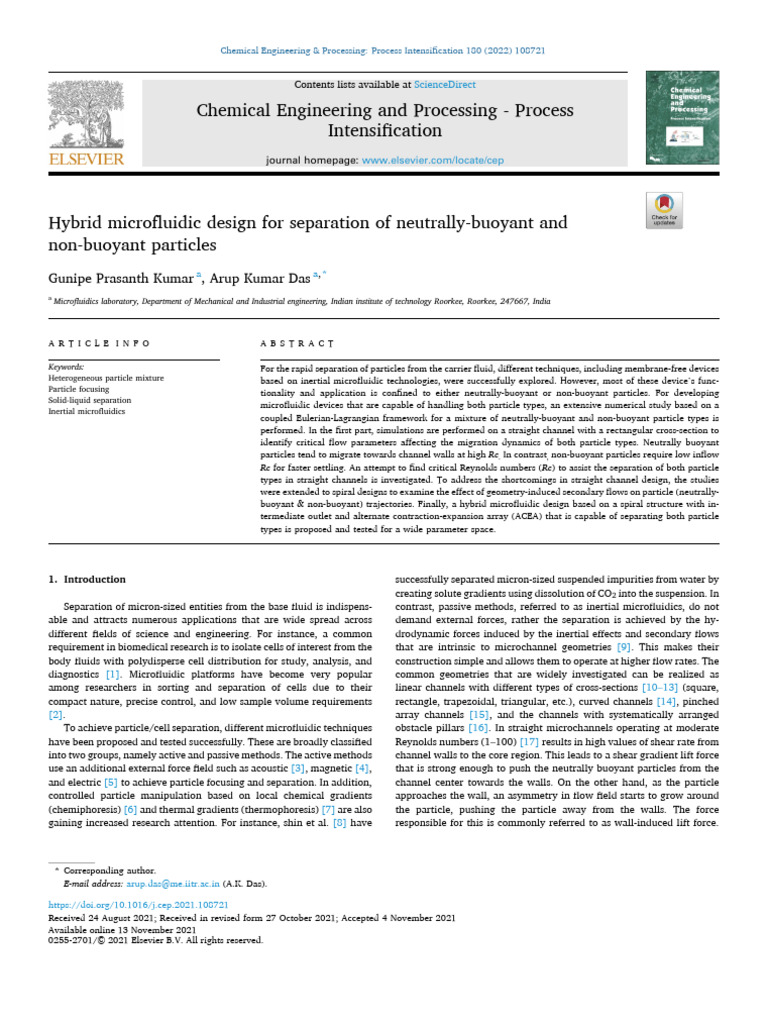 Hybrid Microfluidic Design For Separation of Neutrally-Buoyant and ...