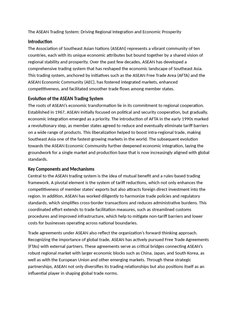The ASEAN Trading System | PDF | Asean Free Trade Area | Trade