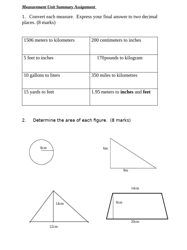 Measurement Summary Assignment 2020 | PDF