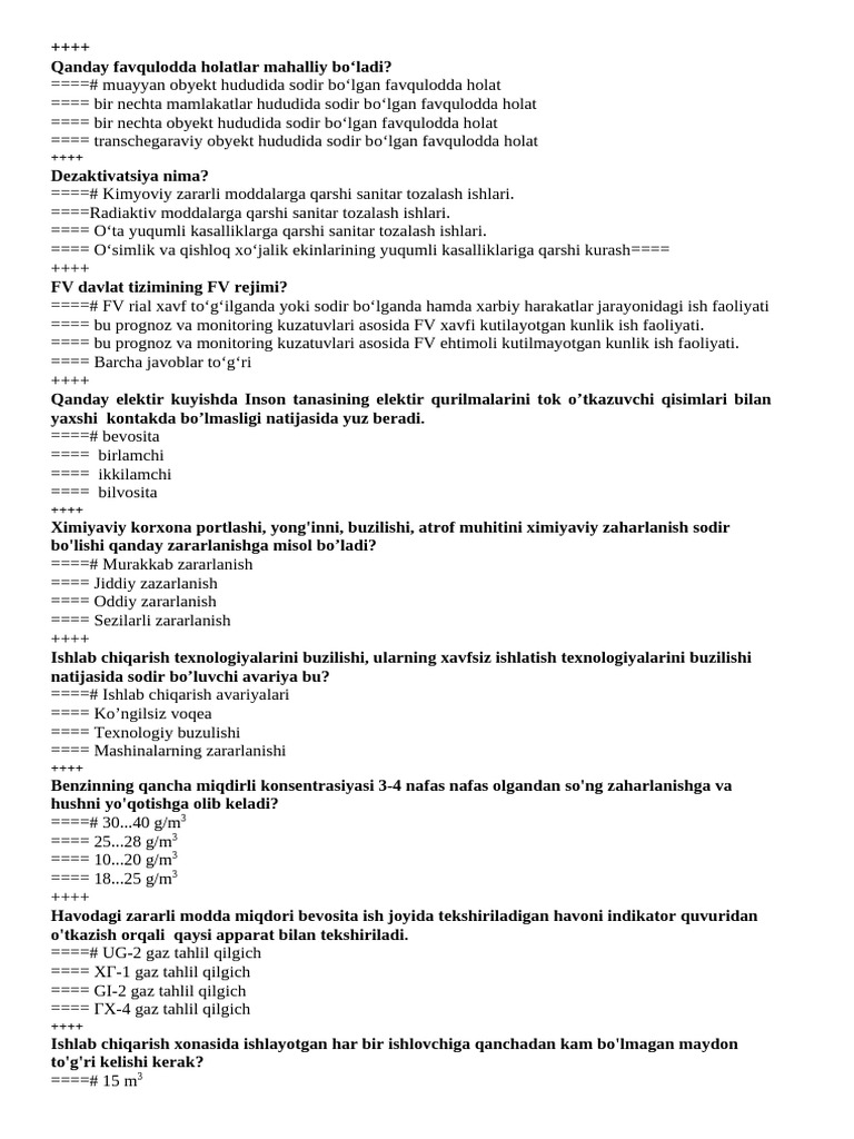 HFX Fanidan YaN Savollar | PDF