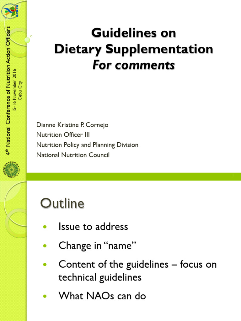 Dietary Supplementation Guidelines Overview | PDF | Malnutrition ...