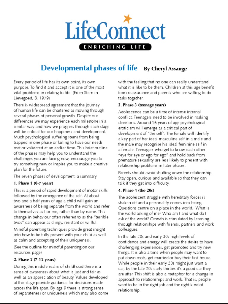 Understanding Life's Developmental Phases | PDF | Adolescence | Parenting