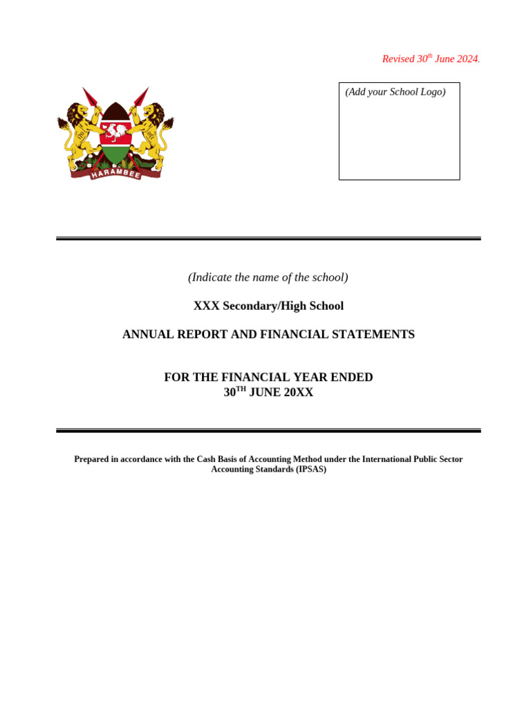 Annual Financial Report for XXX School | PDF | Expense | Cash