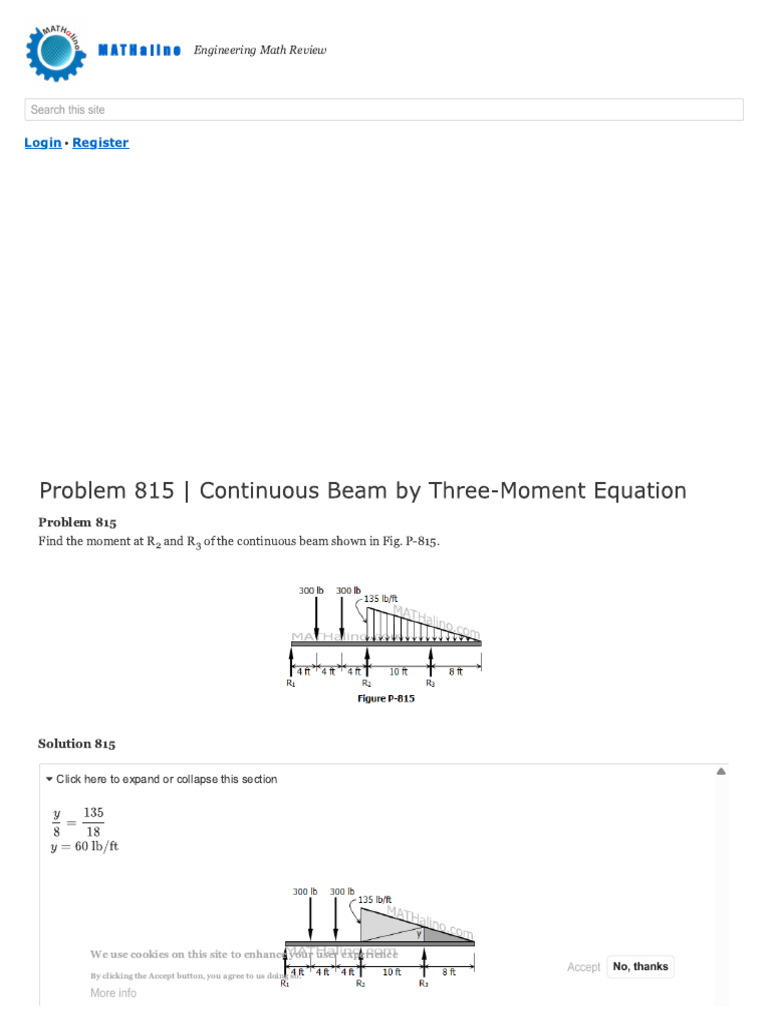 Problem 815 - Continuous Beam by Three-.. | PDF