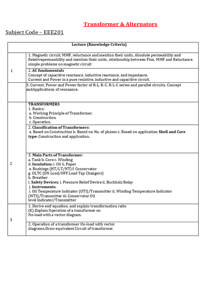 Transformer & Alternators | PDF | Transformer | Electronics