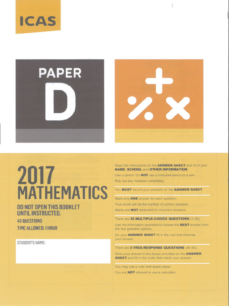 ICAS Mathematics Paper D 2017 | PDF