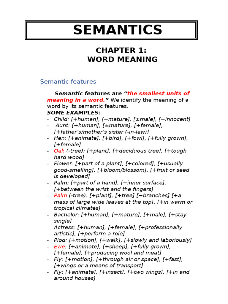 Understanding Semantic Features and Fields | PDF | Proposition ...