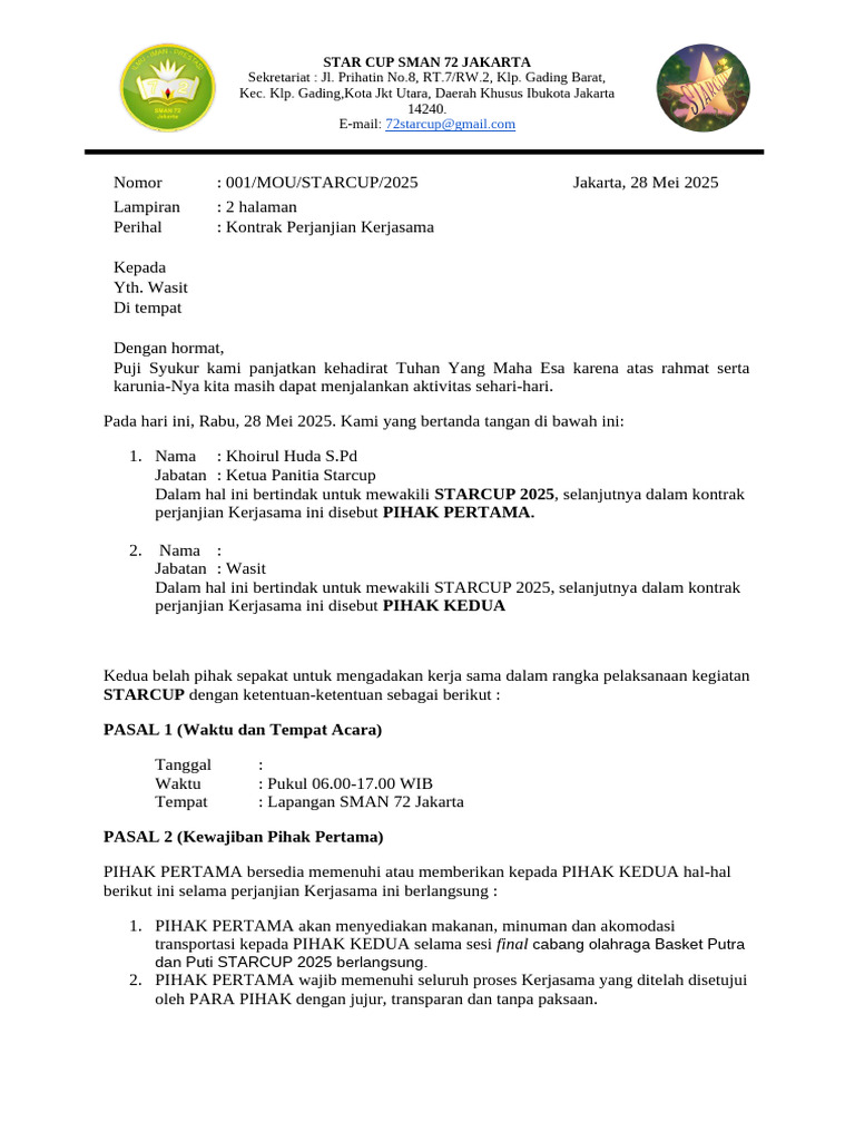 SURAT PERJANJIAN WASIT | PDF
