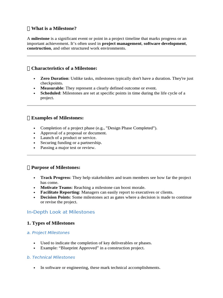 What Is A Milestone - Document | PDF | Project Management | Information ...