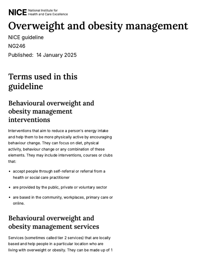 Terms Used in This Guideline - Overweight and Obesity Management ...