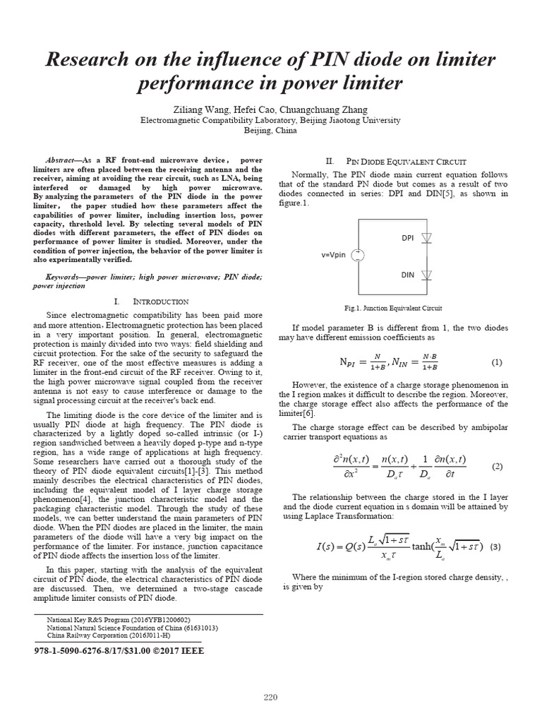 Research On The Influence of PIN Diode On Limiter Performance in Power ...