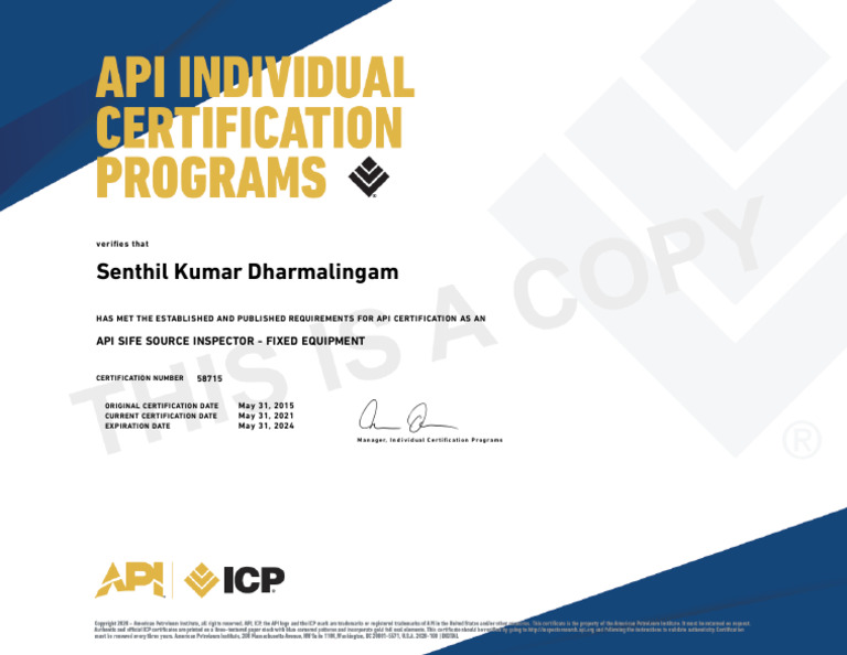 API Source Inspector Certification 2021 | PDF