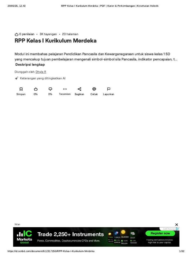 RPP Kelas I Kurikulum Merdeka - PDF - Karier & Perkembangan - Kesehatan ...