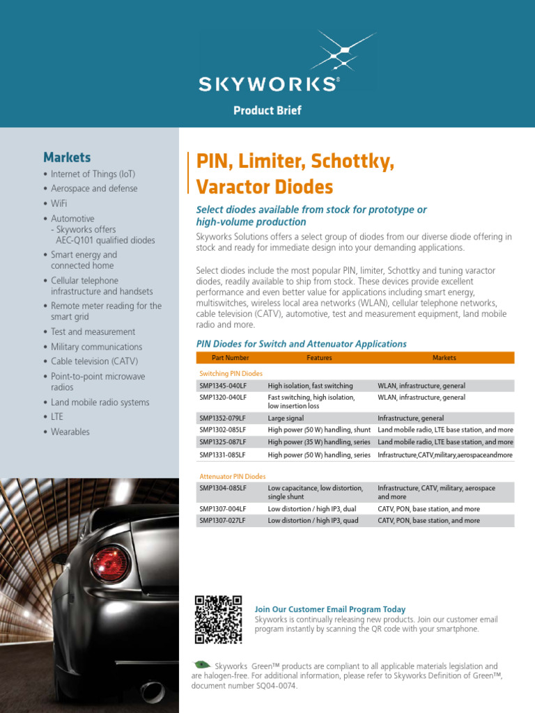 PIN, Limiter, Schottky, Varactor Diodes | PDF | Diode | P–N Junction