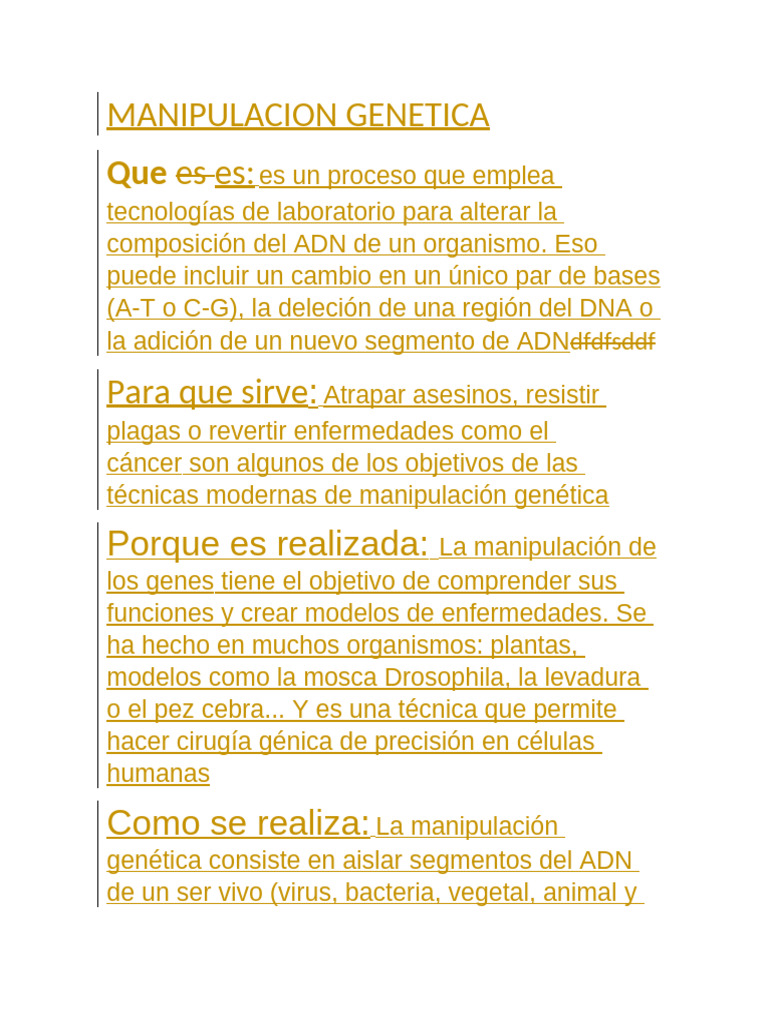 Manipulacion Genetica | PDF