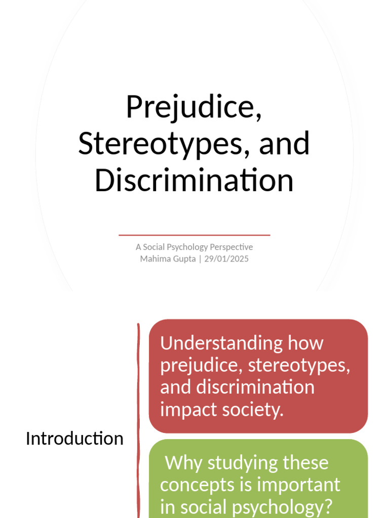 Prejudice Stereotypes Discrimination PPT | PDF | Prejudices | Stereotypes
