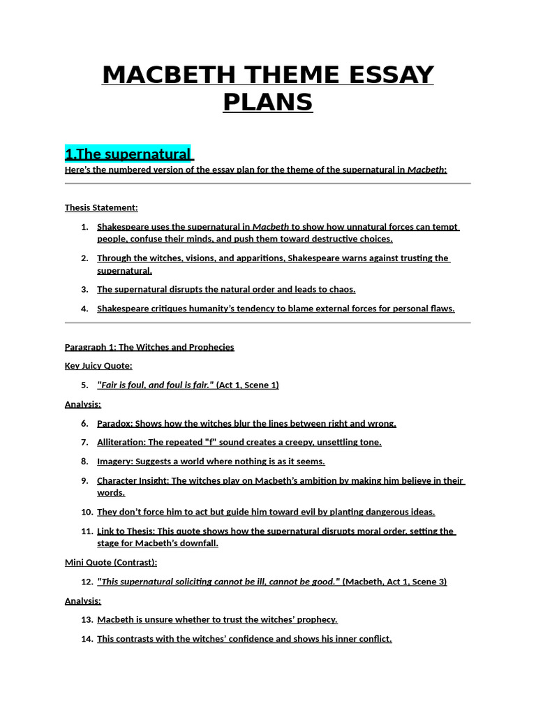 Supernatural and Ambition in Macbeth | PDF | Macbeth | Guilt (Emotion)