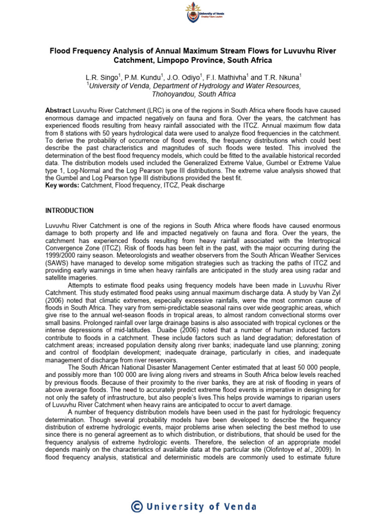 Article - Singo, L.r.flo | PDF | Flood | Coefficient Of Variation