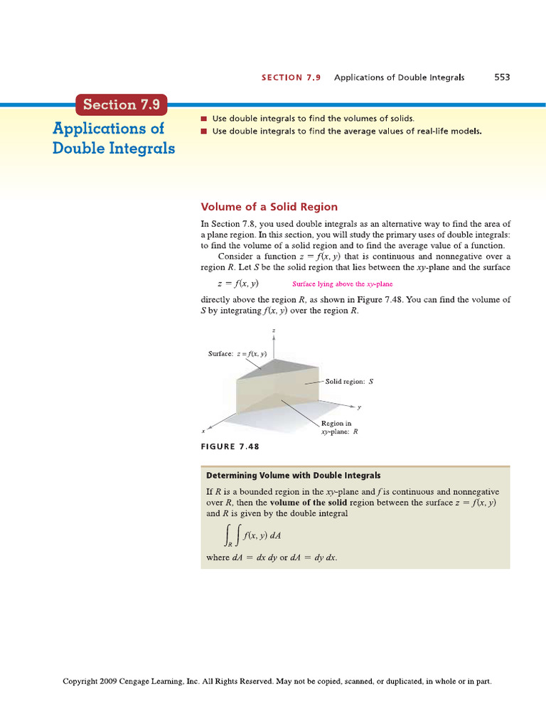 Application of Double Integrals | PDF