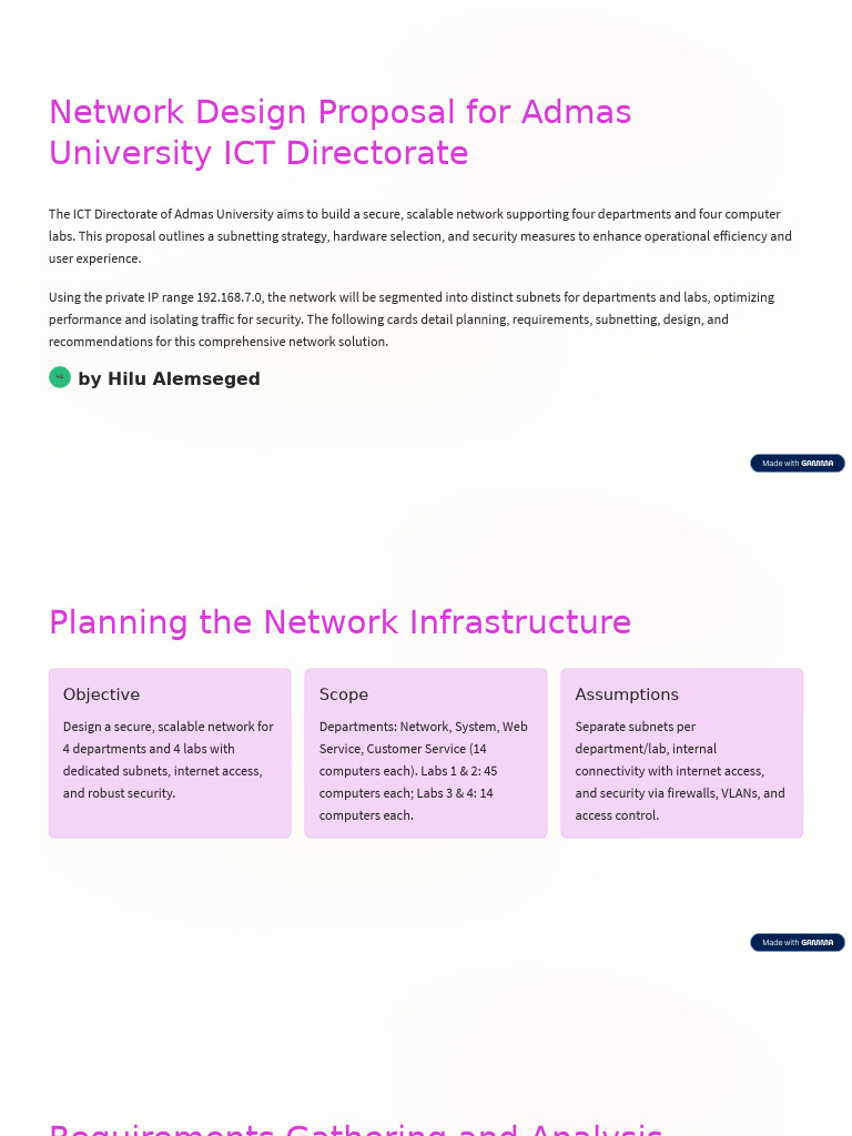 Network Design Proposal For Admas University ICT Directorate | PDF | Computer Network | Router ...