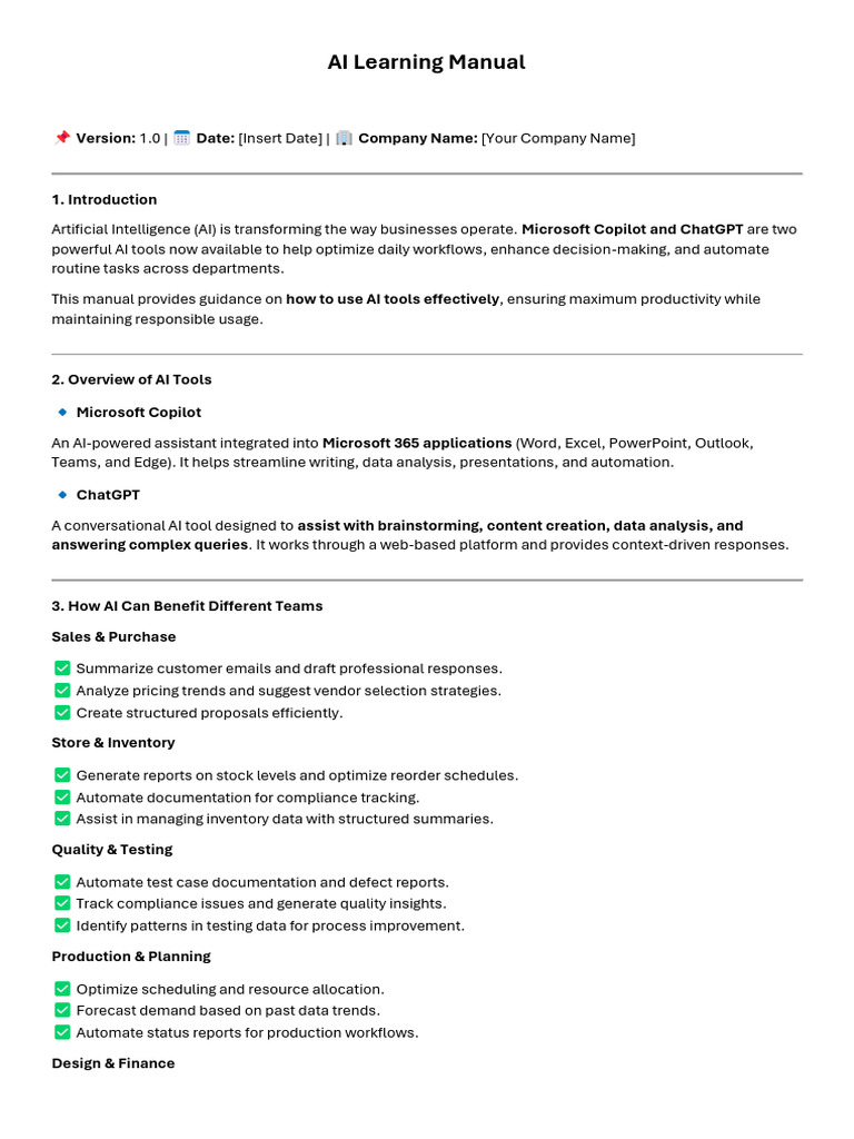 AI Learning Manual For SME Manufacturing Unit | PDF | Artificial ...