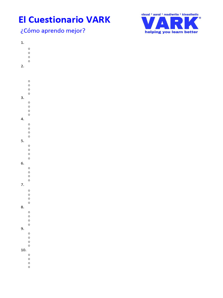 Cuestionario VARK | PDF