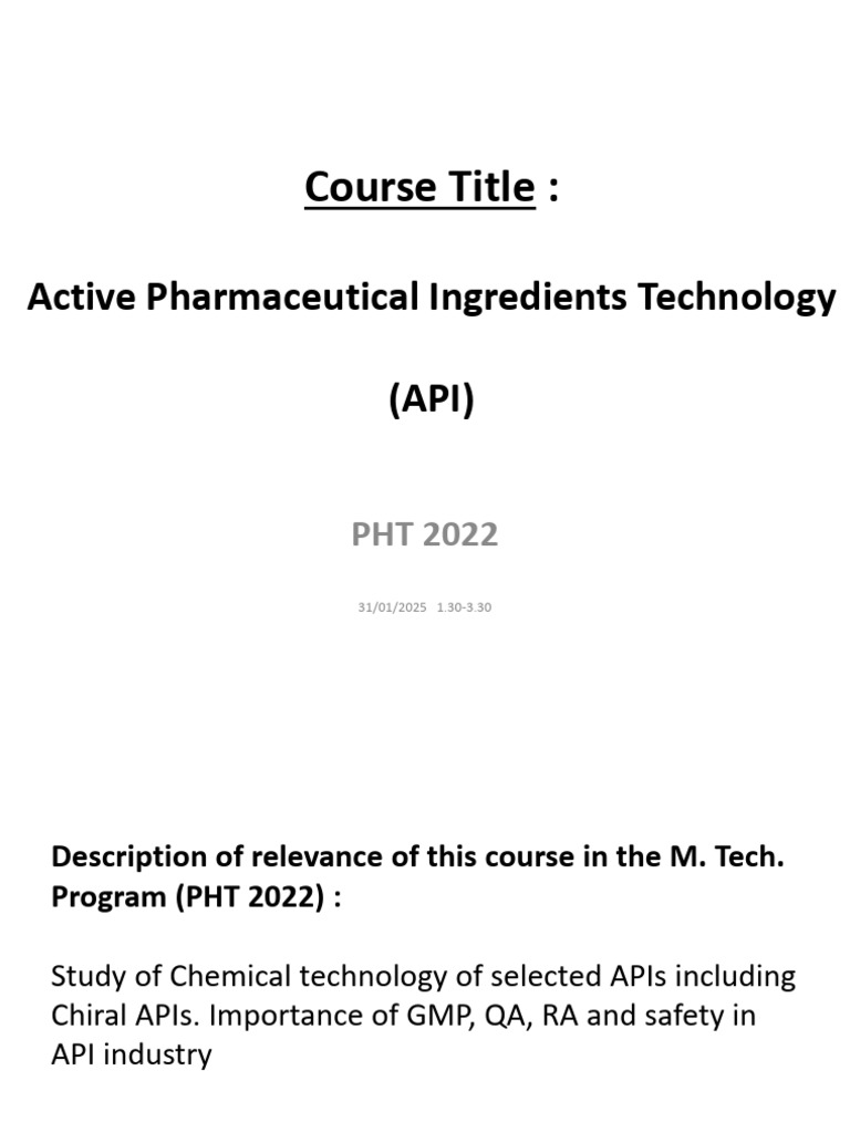 API Technology 29012025-Merged | PDF | Pharmaceutical Industry ...