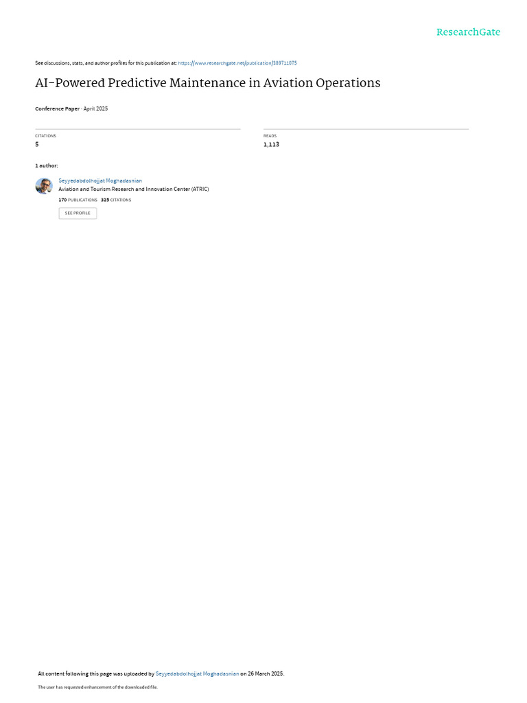 Ai Driven Predictive Maintenance In Aviation Pdf Reliability