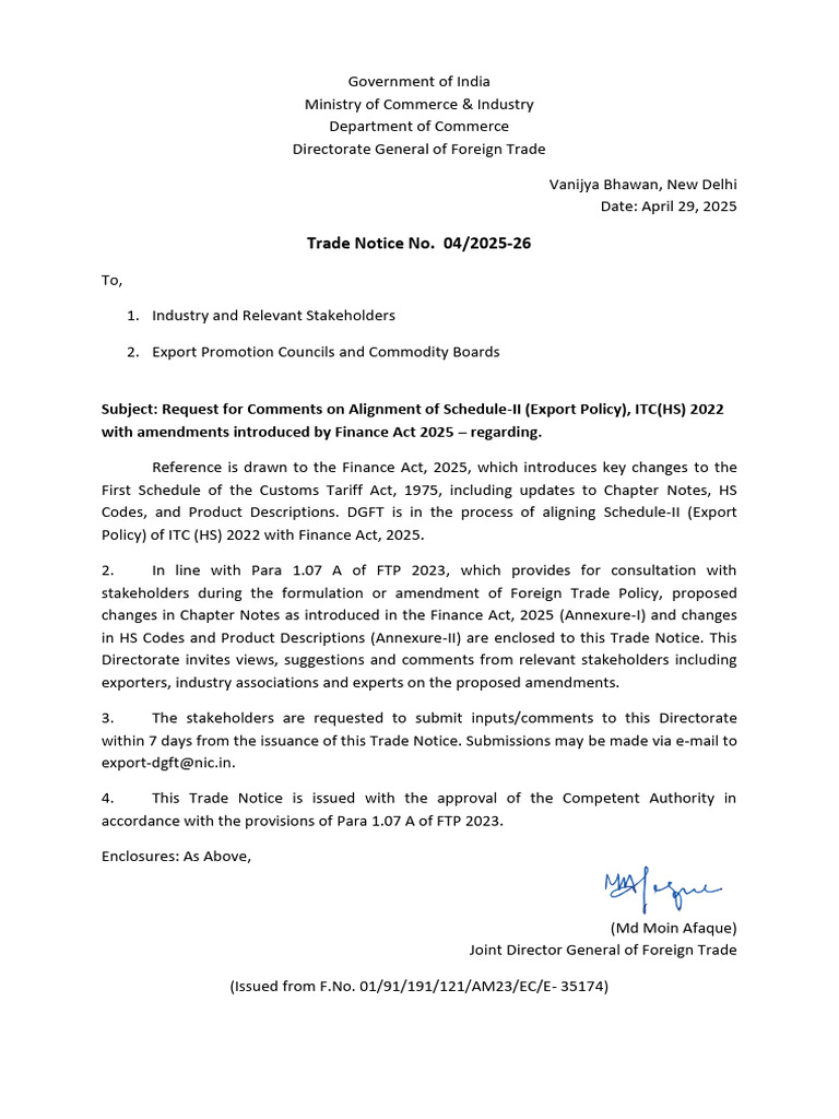 2025 04 30 - Trade Notice 04 - Change in HS CODES of RICE | PDF | Ester ...