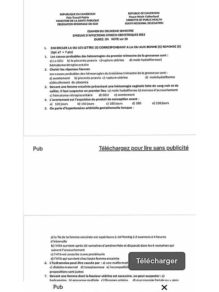 Soins Gynéco - Obstretrique | PDF