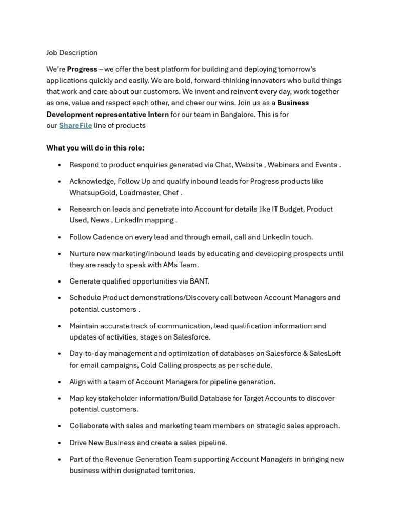 Business Development Intern Role Overview | PDF | Communication | Computing