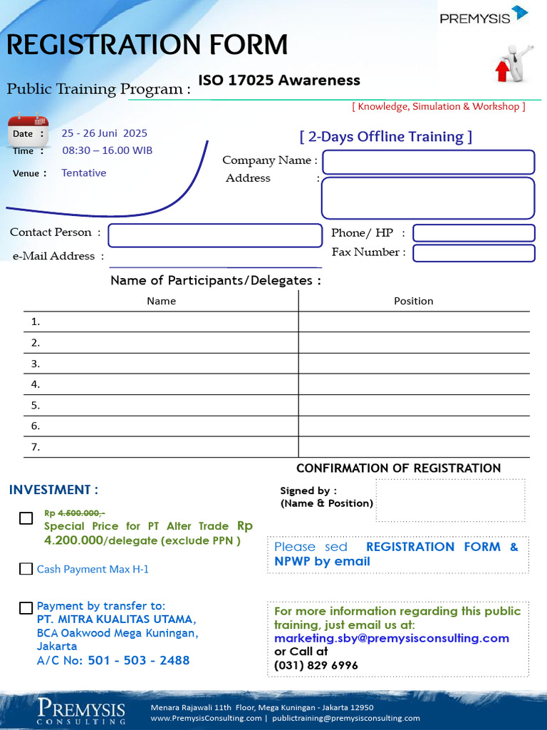 Form Registrasi - ISO 17025 Awareness.pptx (1) | PDF