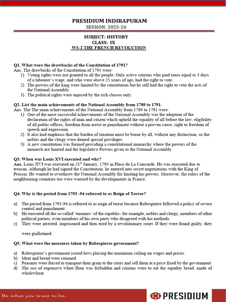 WS 2-The French Revolution | PDF | Reign Of Terror | Maximilien Robespierre