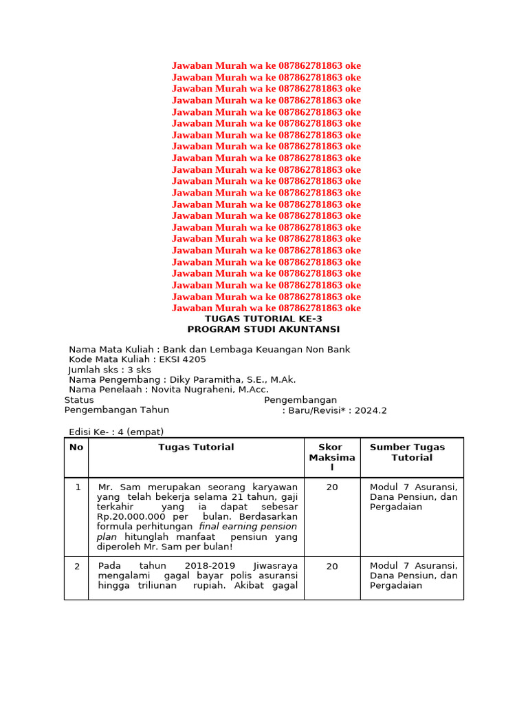 Tugas Tuton3 (4205) Bank Dan Lemb Keu NonBank | PDF