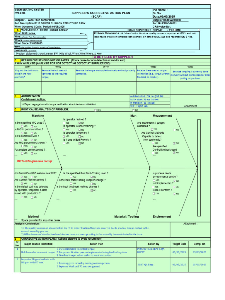 P113 Driver Cushion-Riser Bolt Loose-03.05.2025 | PDF