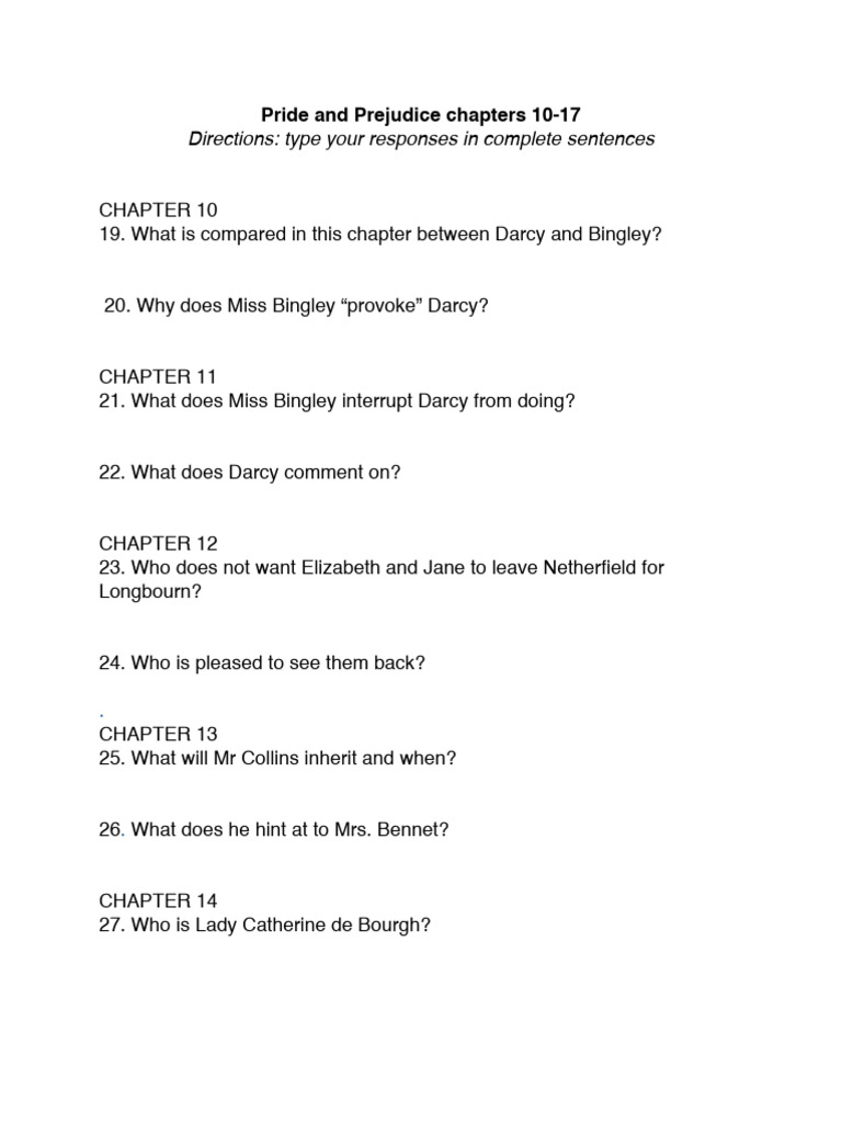 Directions: Type Your Responses in Complete Sentences: Pride and ...