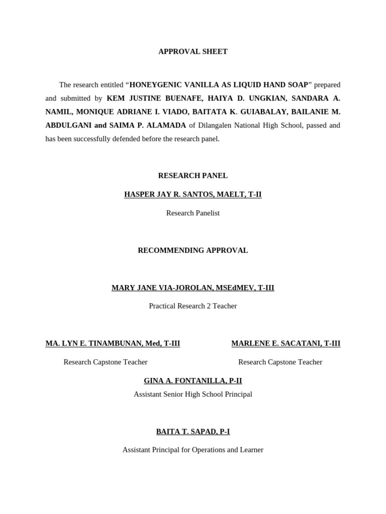 Approval Sheet Stem B | PDF