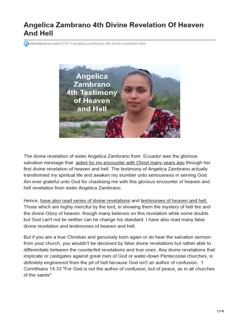 Angelica Zambrano 4th Divine Revelation of Heaven and Hell | PDF | Jesus | Glory (Religion)