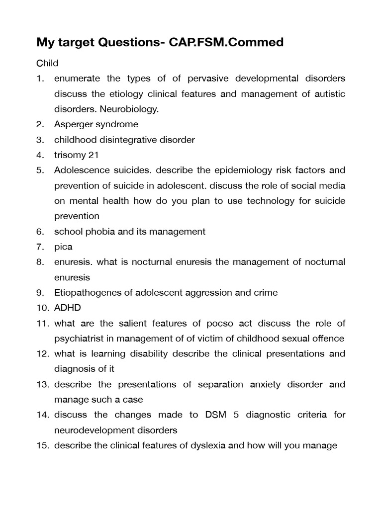 Target CAP.FSM.Commed. Latest edition fin | PDF | Psychiatry | Mental ...