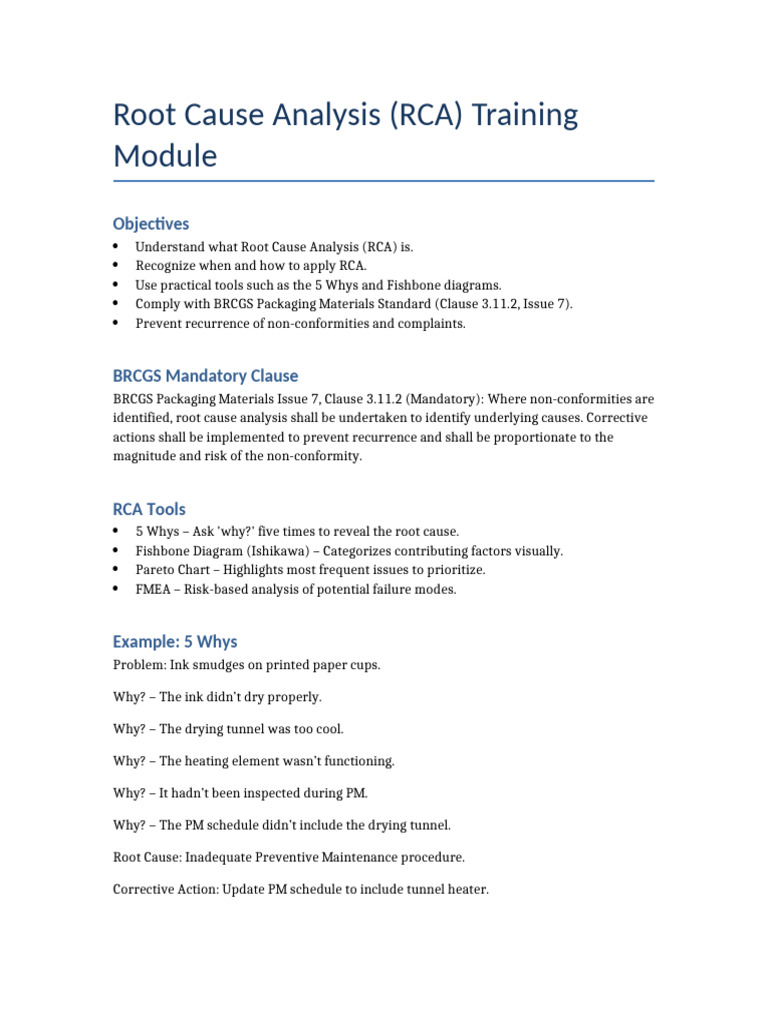 Root Cause Analysis Training | PDF