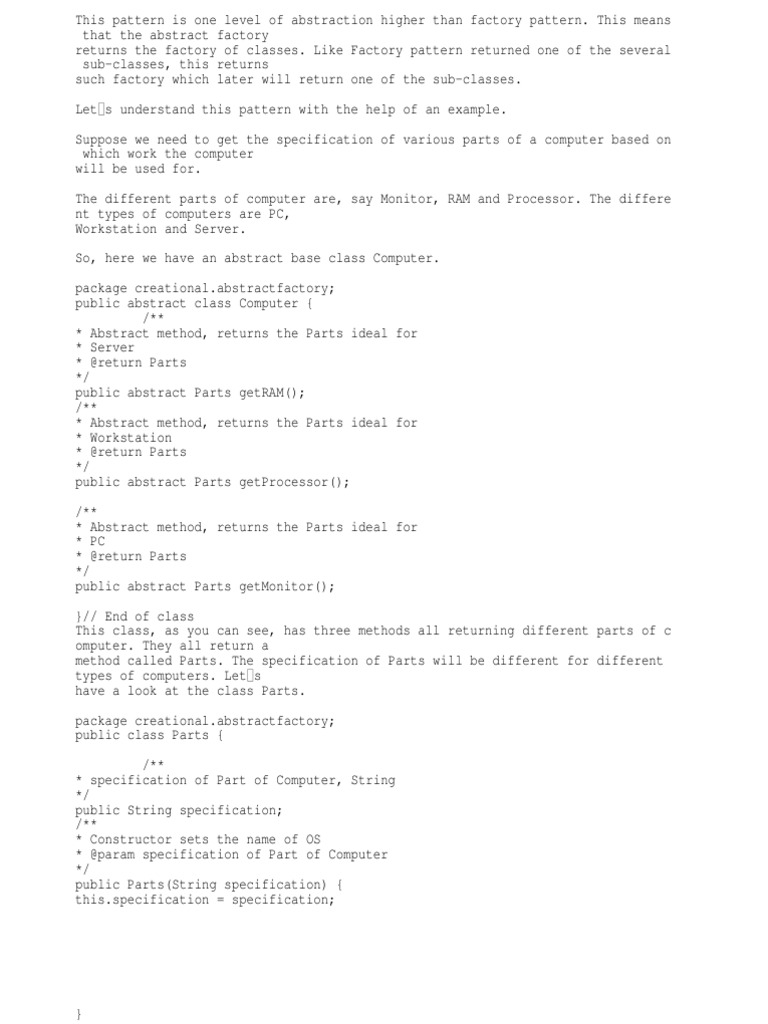 Abstract Factory Pattern Pdf Class Computer Programming Workstation