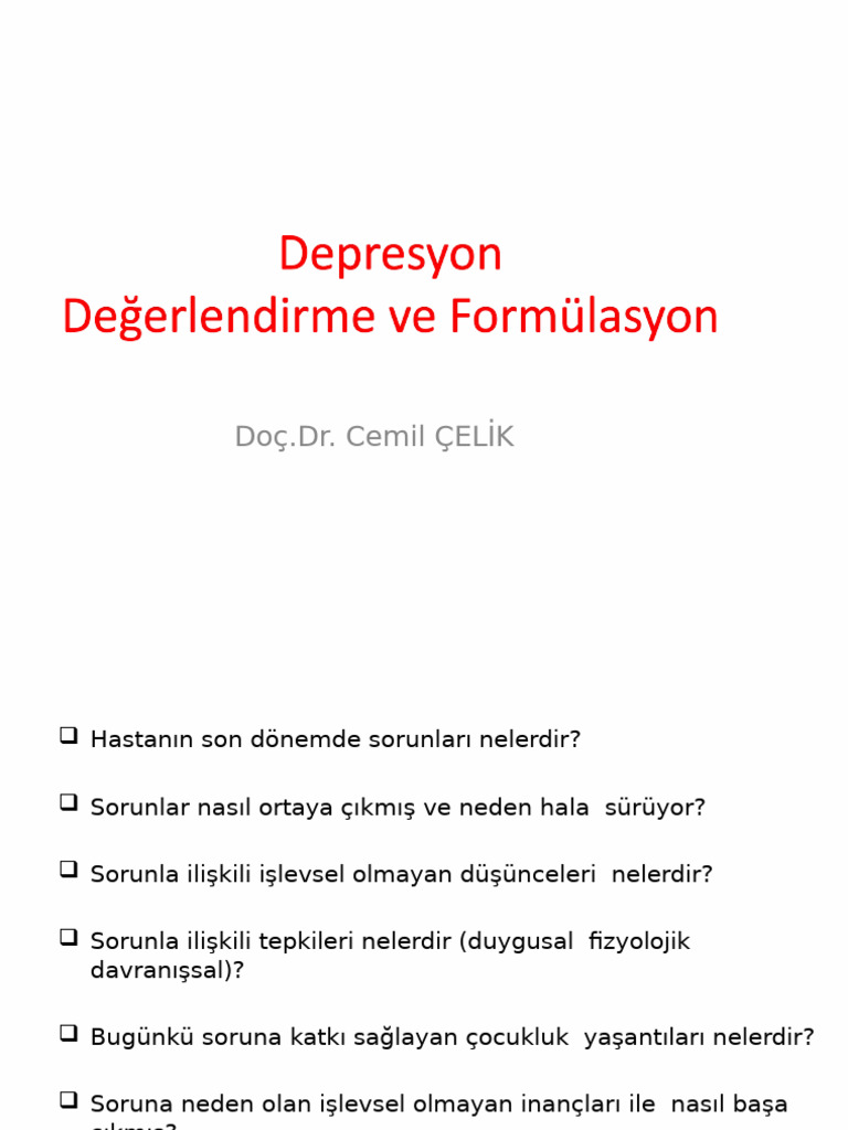 3 - Depresyon Degerlendirme Ve Formulasyon | PDF