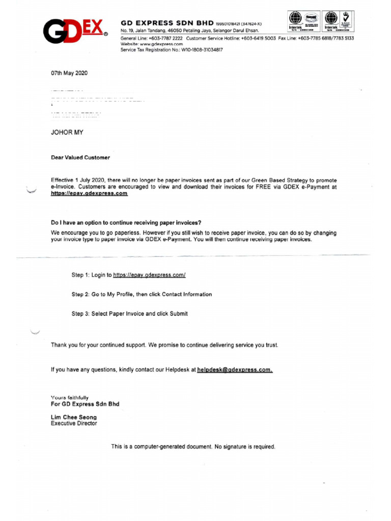 Sample GO GREEN LETTER | PDF