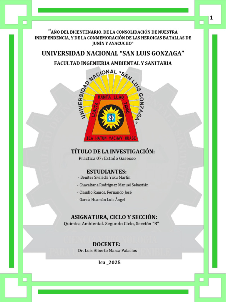 Informe N7 Quimica Ambiental BCCG | PDF | Gases | Presión