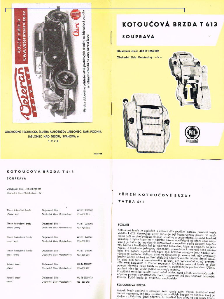 Tatra T613 1978 Disk brakes repair | PDF