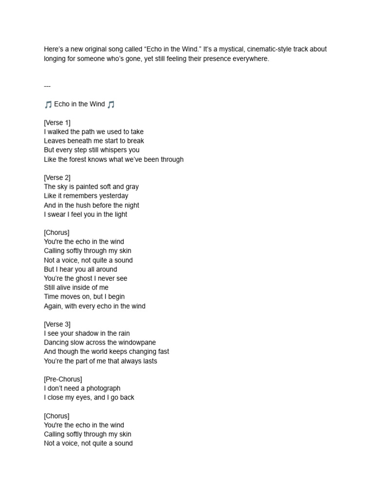Echo in The Wind - Song | PDF