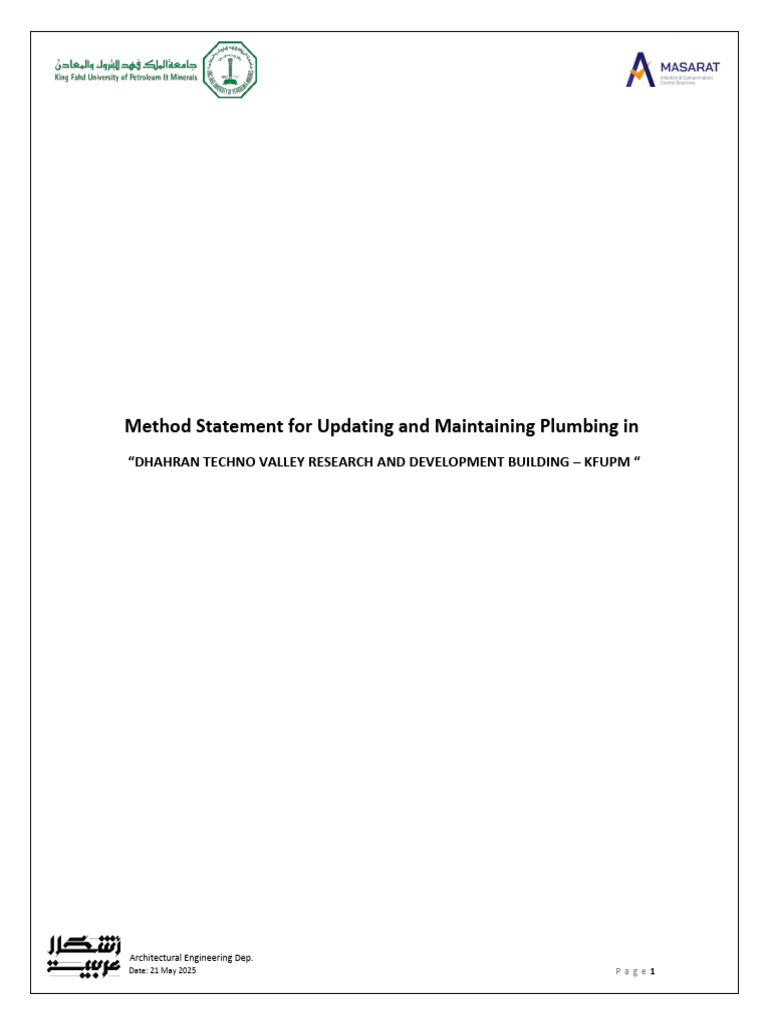 Plumbing Maintenance Method Statement | PDF | Pipe (Fluid Conveyance ...