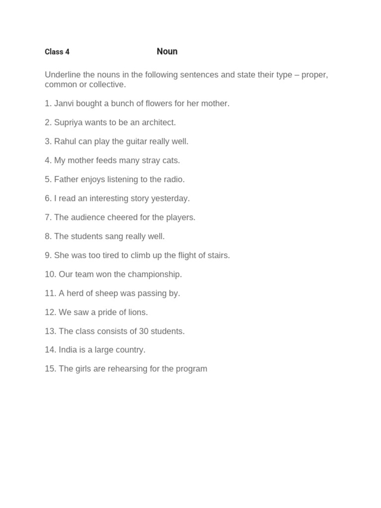 Class 4 Noun | PDF