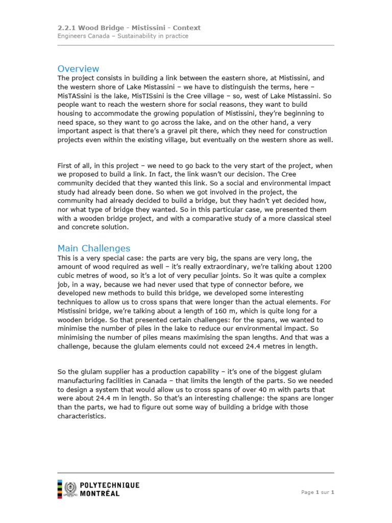 2.2.1 Wood Bridge - Mistissini - Context | PDF | Bridge